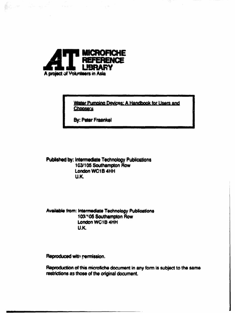 Water Pumping Devices A Handbook Pdf Pdf Kilowatt Hour Pump