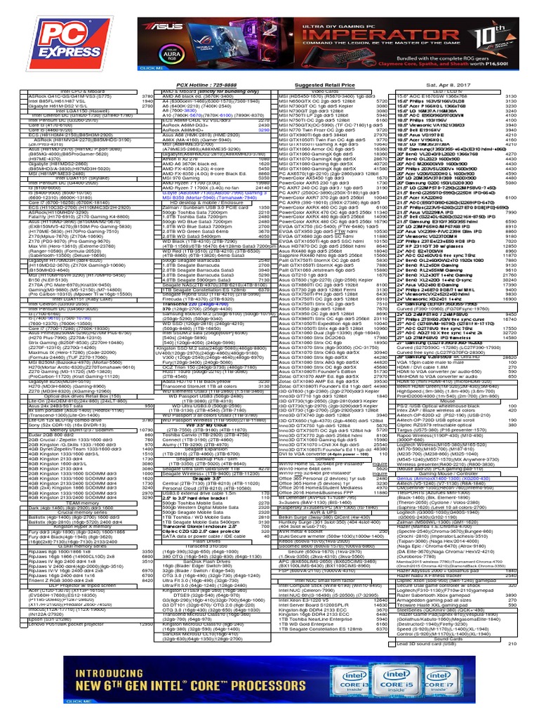 2017 - PC Express Suggested Retail Price List PDF | PDF | Laptop ...