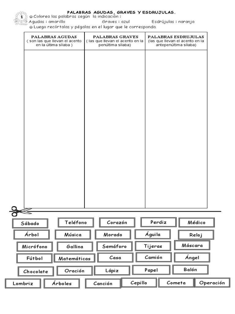 GUIA Palabras Agudas Graves Esdrujulas