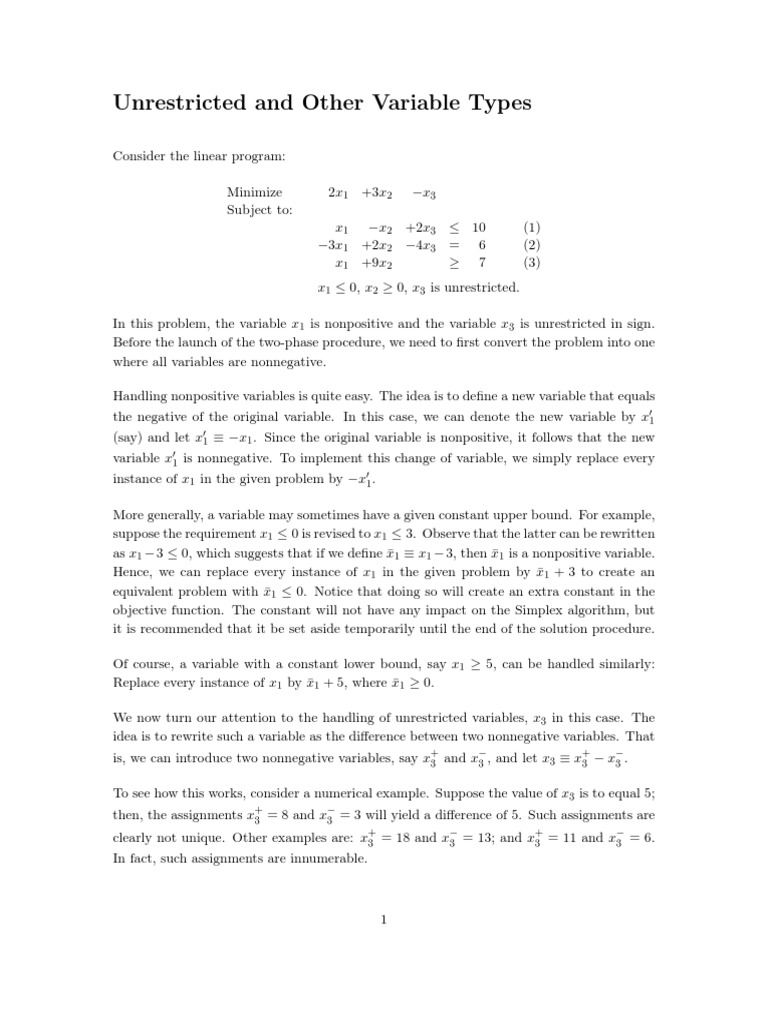 Unrestricted and Other Variable Types | PDF | Mathematics Of Computing ...