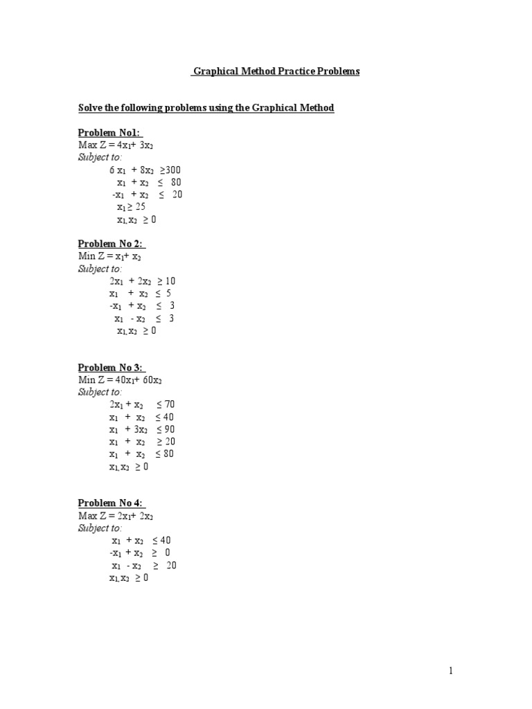 Graphical Method Practice Problems: Subject To | Download Free PDF ...
