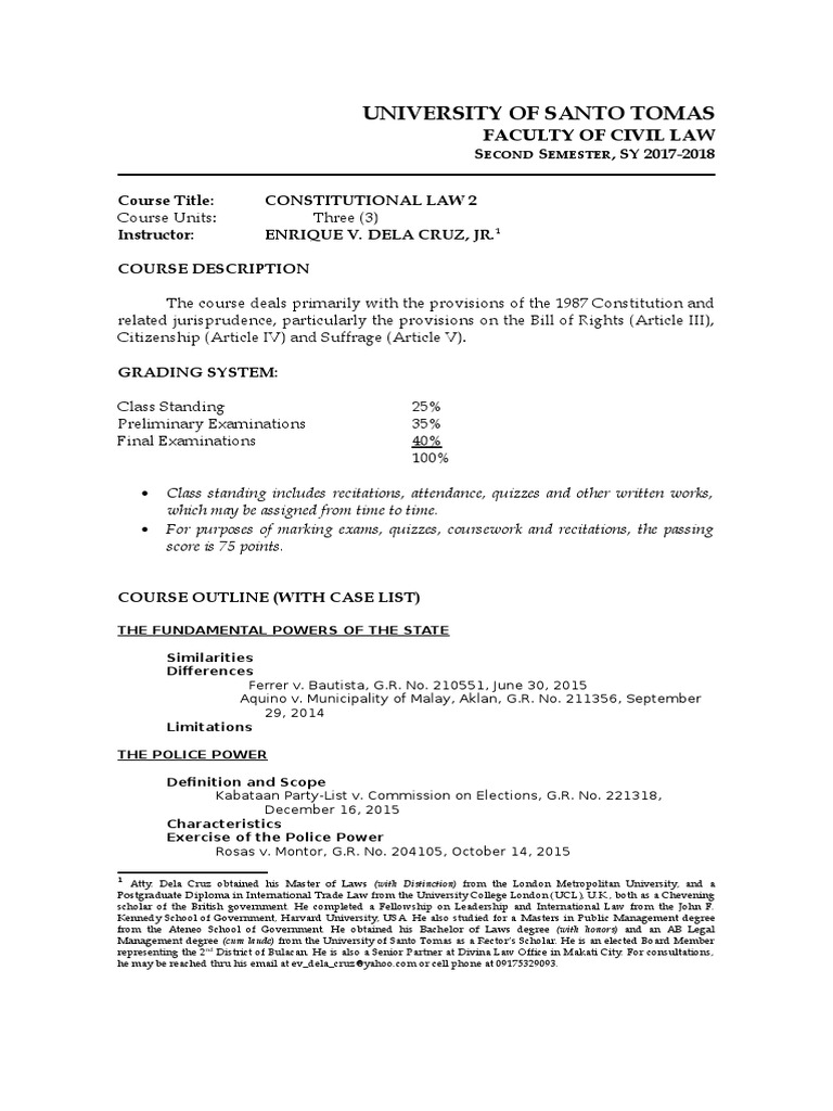 Constitutional Law 2-Syllabus-UST (February 2018) | Download Free PDF ...