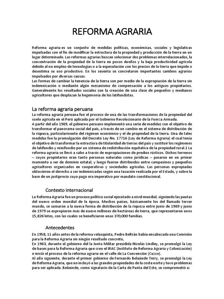 Reforma Agraria | PDF | Reforma agraria | Agricultura
