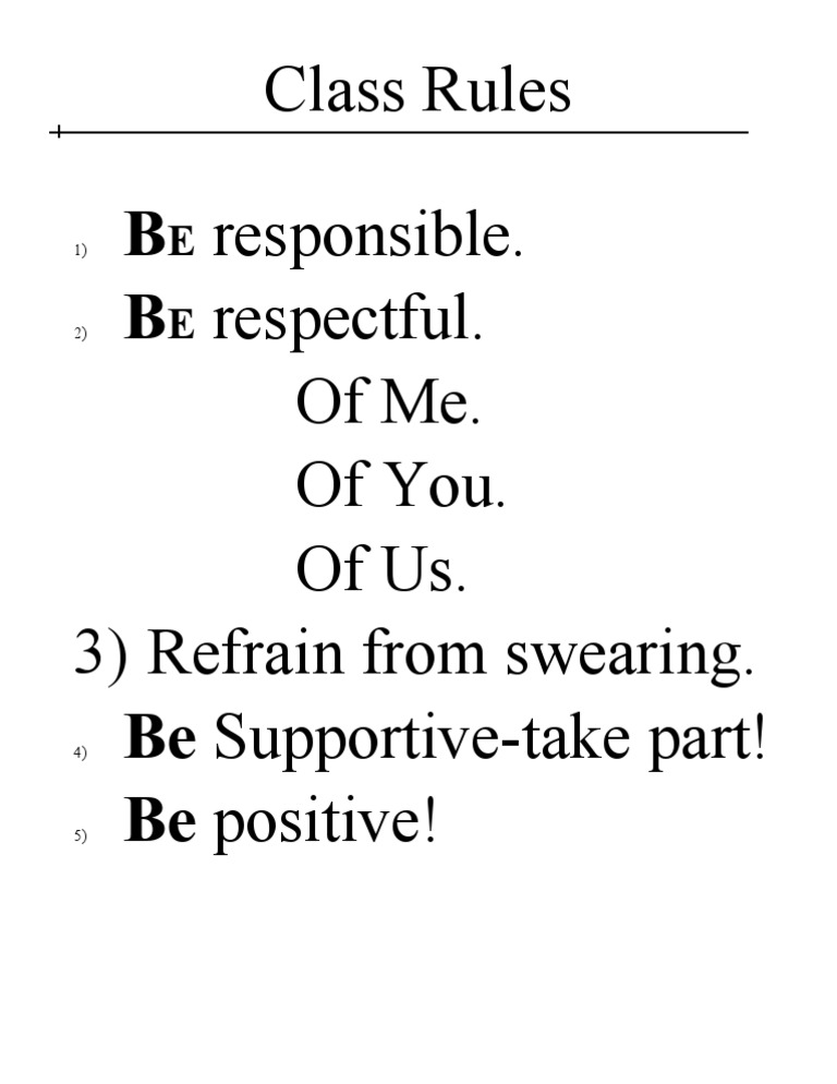 Class Rules | PDF | Self-Improvement | Wellness