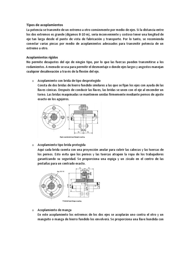 Tipos de Acoplamientos | PDF | Engranaje | Transmisión (Mecánica)