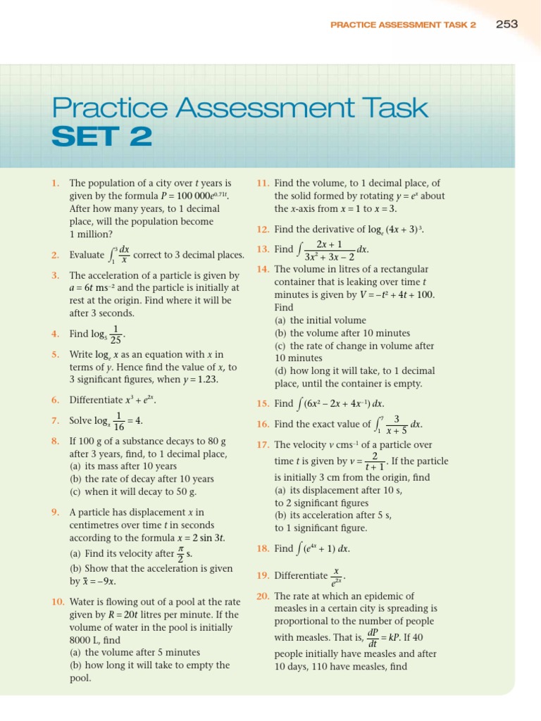 Practice Assessment Task Set 2 | PDF | Sine | Volume