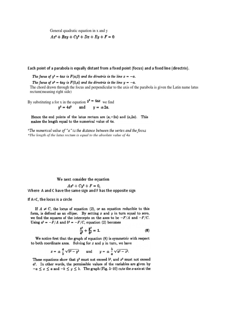 Each Point of A Parabola Is Equally Distant From A Fixed Point (Focus ...