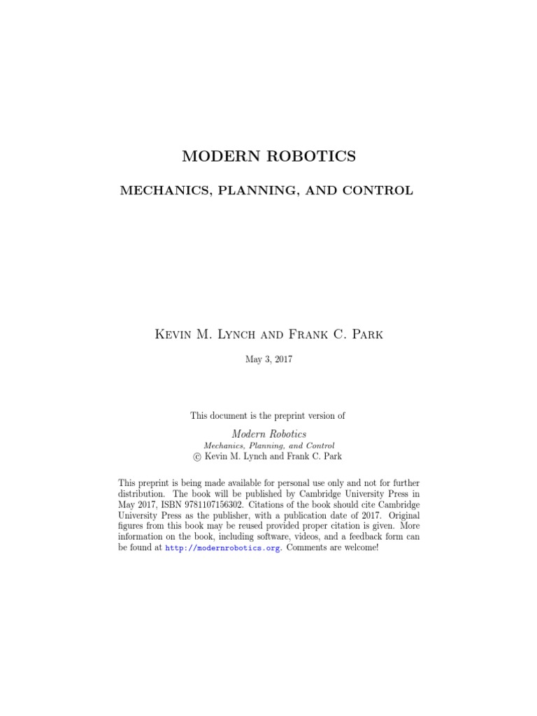 Robot Mechanics and Control Overview | PDF | Robotics | Geometry