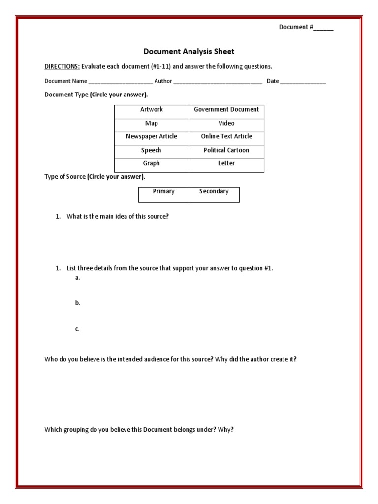 Document Analysis Sheet | PDF