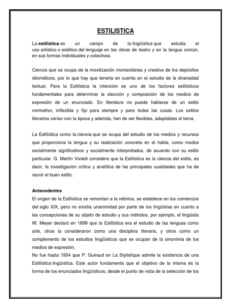 ESTILISTICA | PDF | Lingüística | Semántica