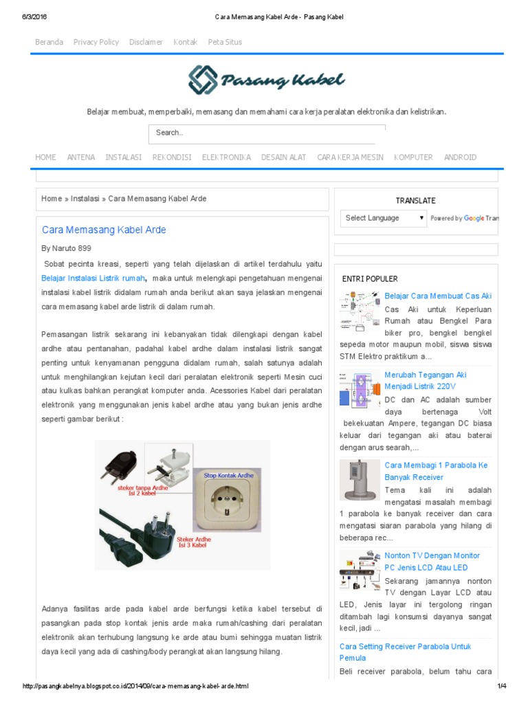 Cara Memasang Kabel Arde - Pasang Kabel | PDF