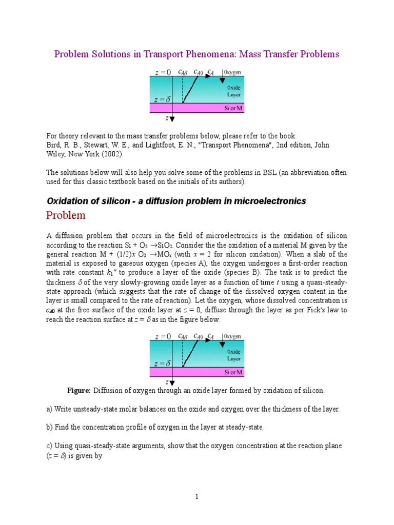 Mass Transfer Problem Solutions | PDF | Reaction Rate | Diffusion