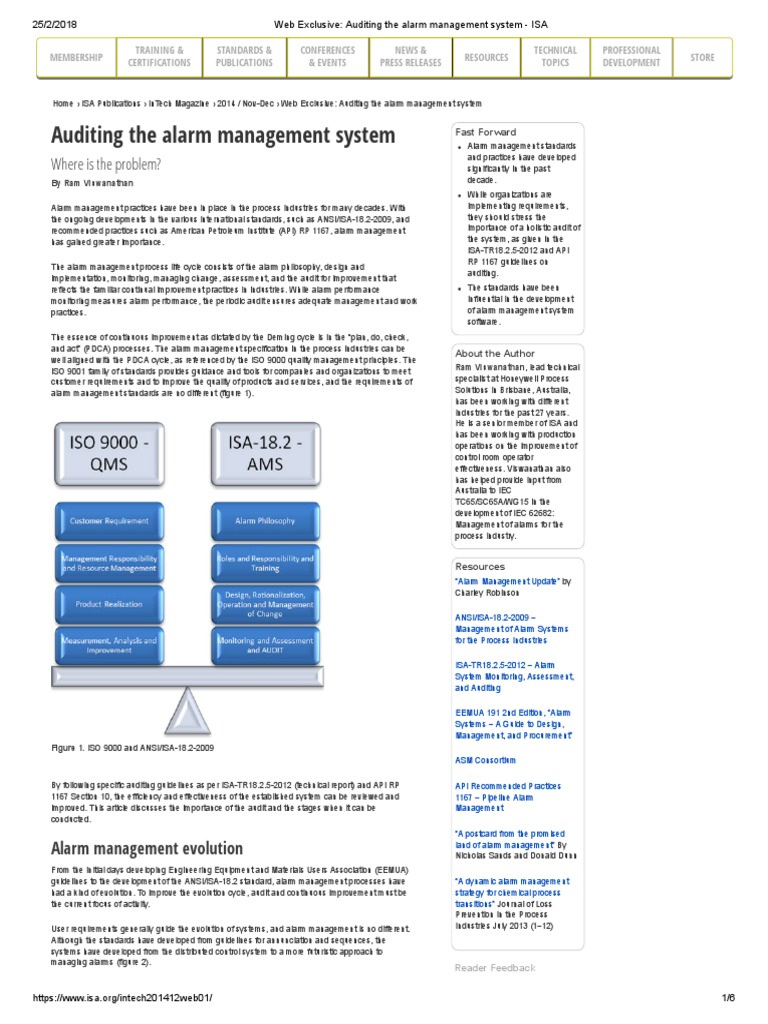 Auditing The Alarm Management System - IsA | PDF | Audit | Iso 9000