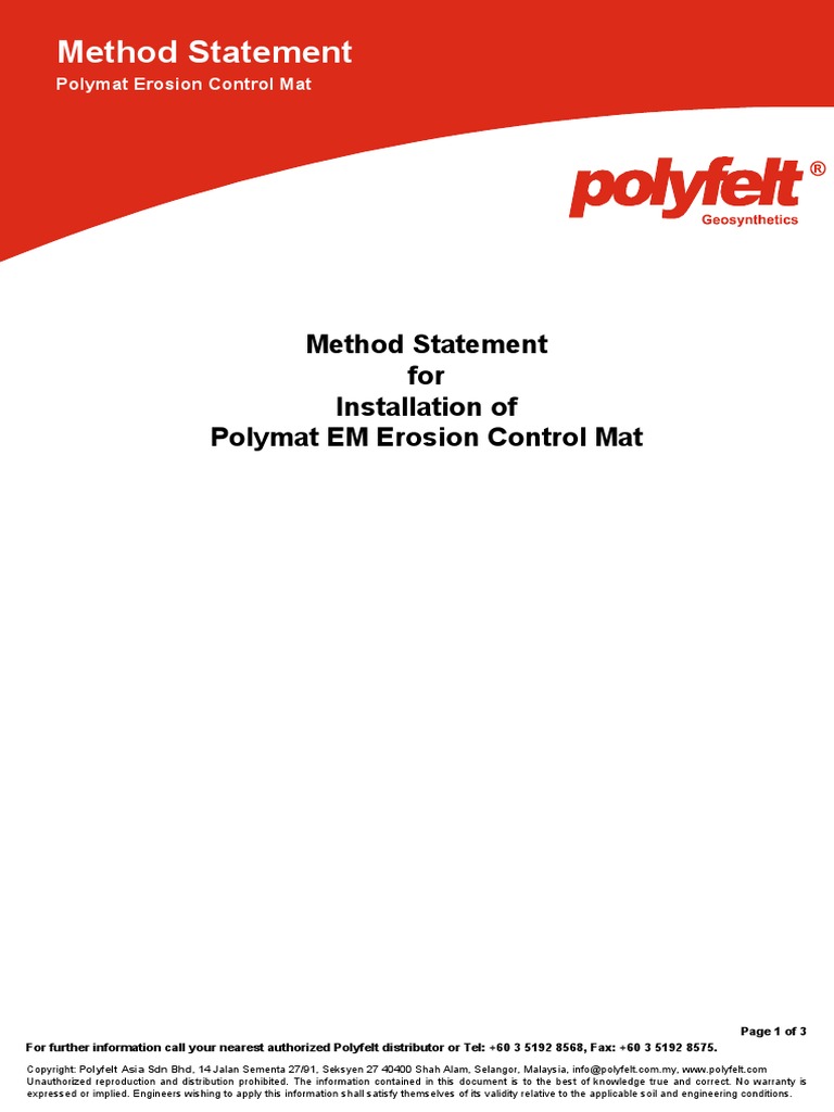 Polymat Method Statement | PDF | Nature