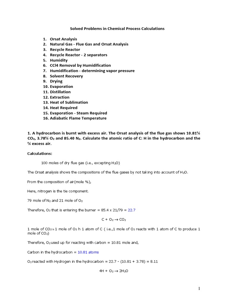 Solved Problems in Chemical Process Calculations | PDF | Humidity ...
