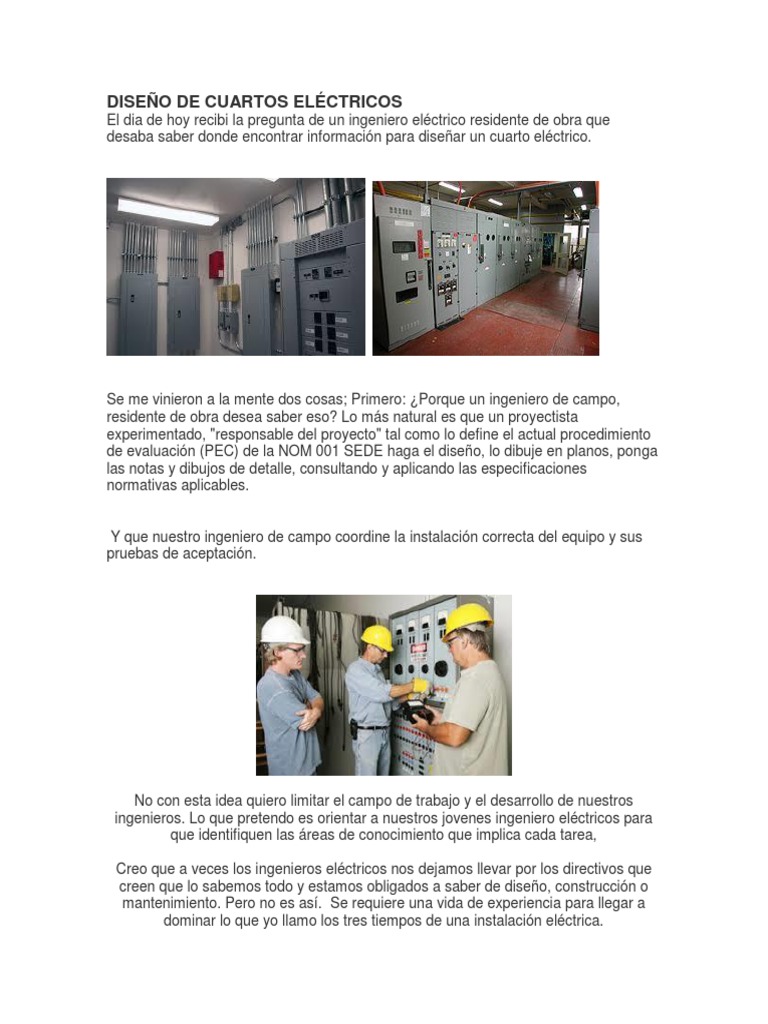 Diseño de Cuartos Eléctricos | Electricidad | Ingeniería