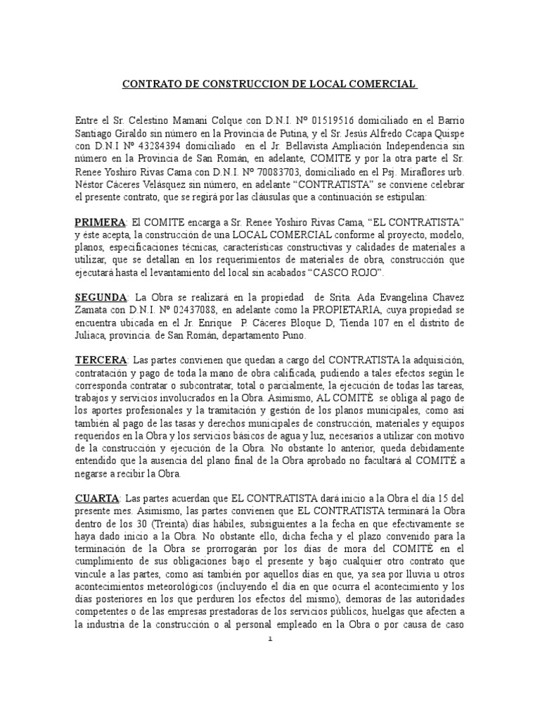 Contrato Construccion Llave en Mano | PDF | Pagos | Business