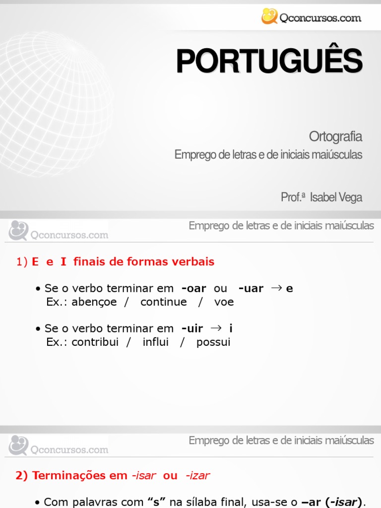 Ortografia - Emprego de Letras e de Iniciais Maiusculas PDF | PDF ...