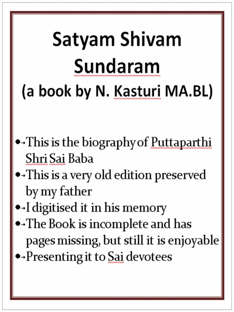 Satyam Shivam Sundaram Volume 1 Section 1 | PDF