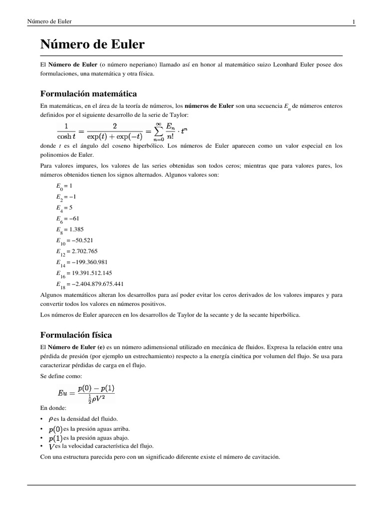 Número de Euler | PDF | Leonhard Euler | Enseñanza de matemática