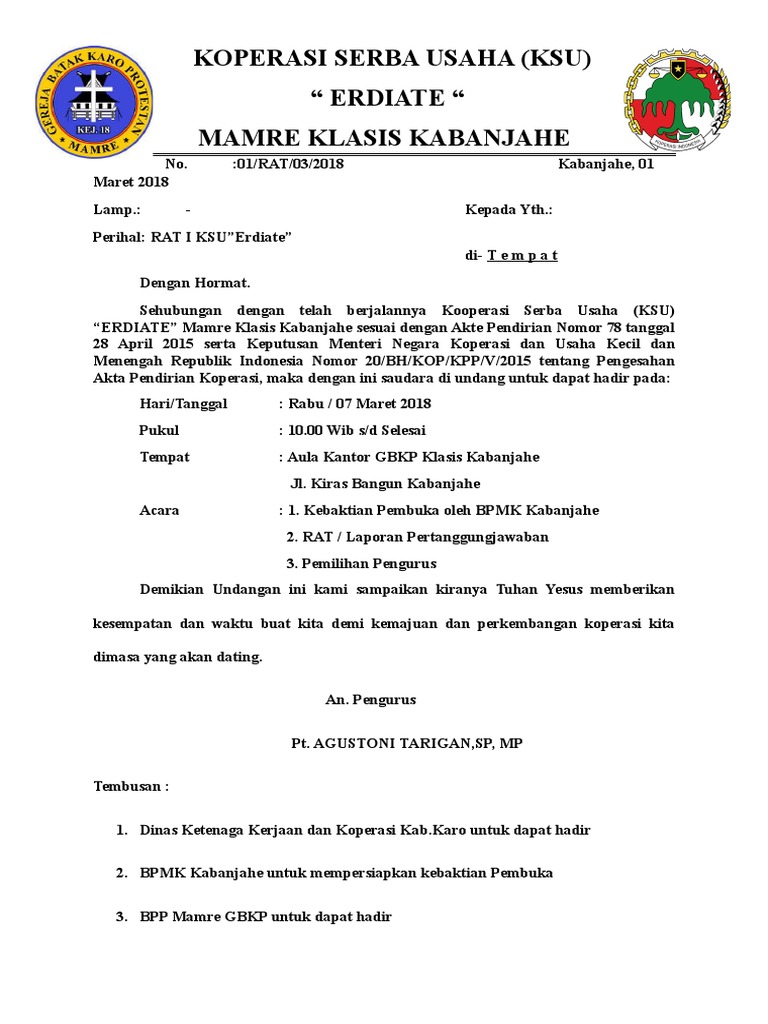 Surat Undangan RAT | PDF