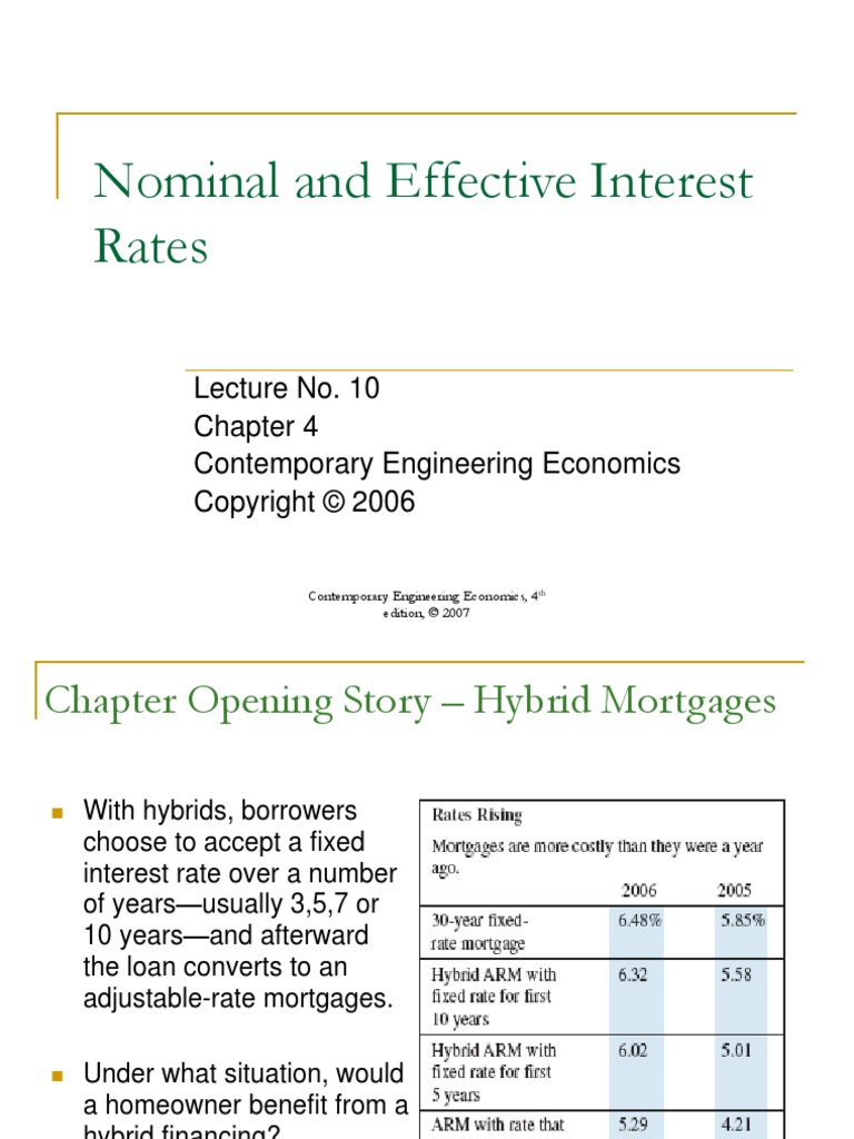 Nominal and Effective Interest Rates: Lecture No. 10 Contemporary ...