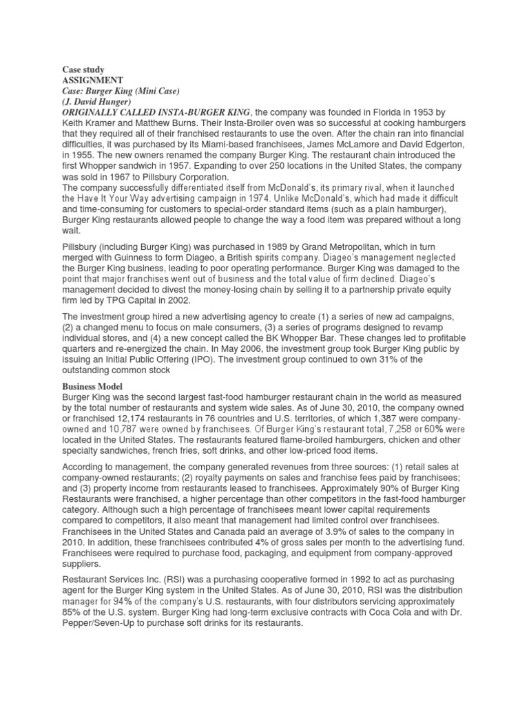Case Study | PDF | Fast Food Restaurants | Fast Food