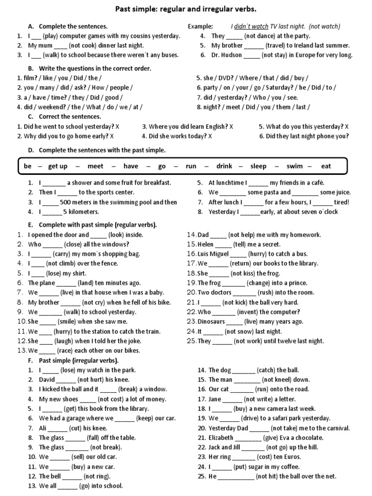 Past Tense - Basic Exercises | PDF | Grammatical Tense | Grammar