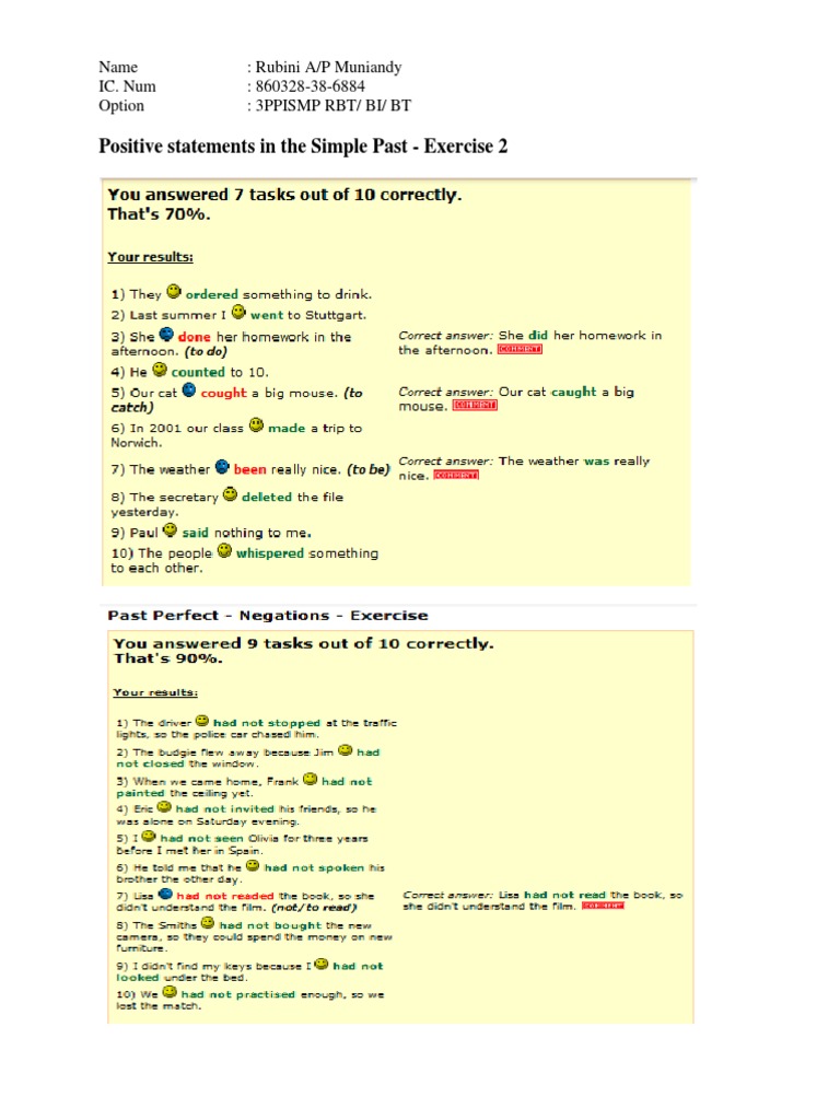 Positive Statements in The Simple Past | PDF