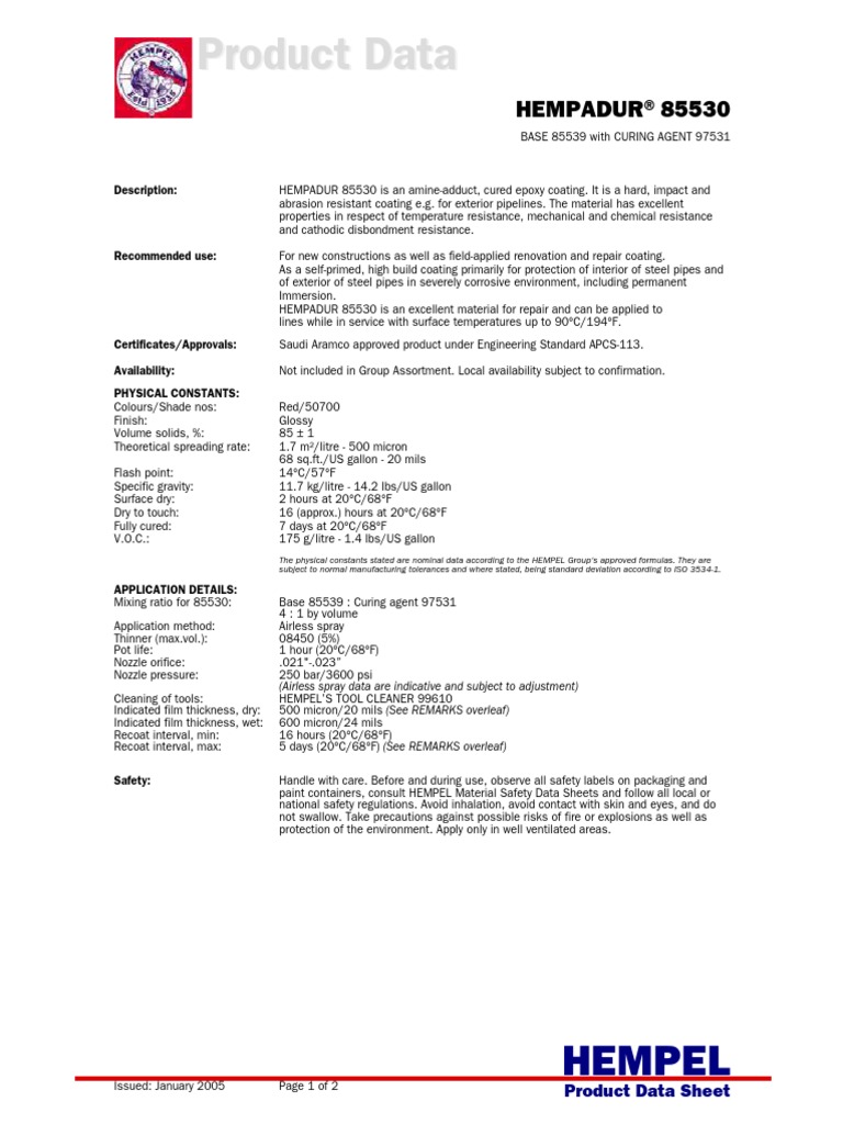 Hempadur 85530 | PDF | Paint | Epoxy