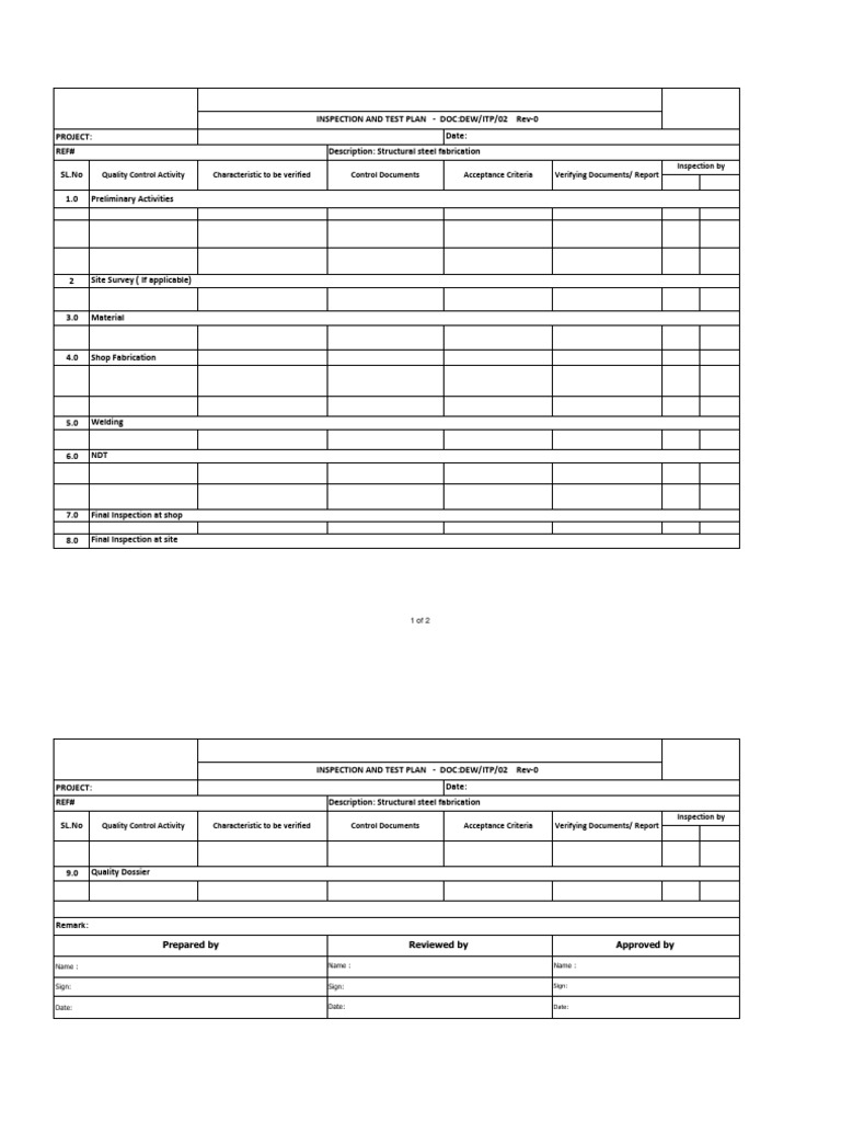 Itp Structural Steel | PDF | Quality | Engineering