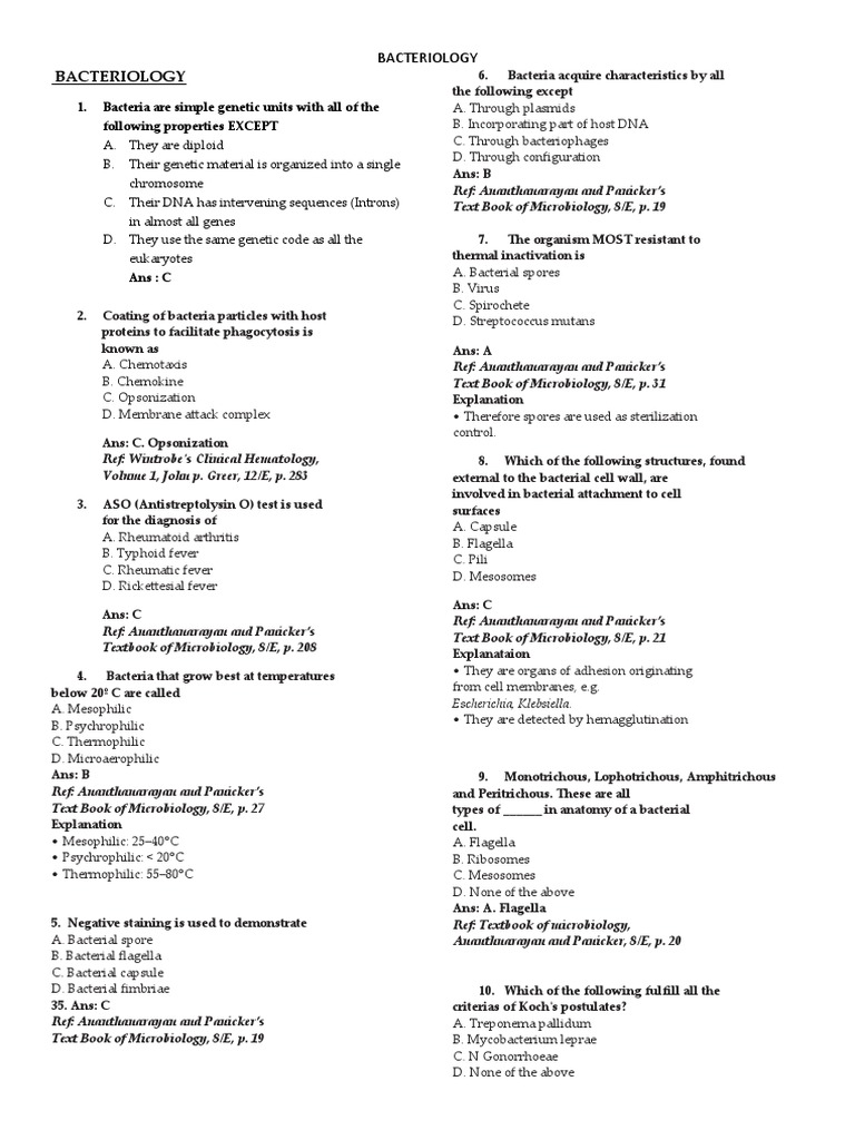 1.microbiology - Bacteriology MCQs Formatted | PDF | Staphylococcus ...