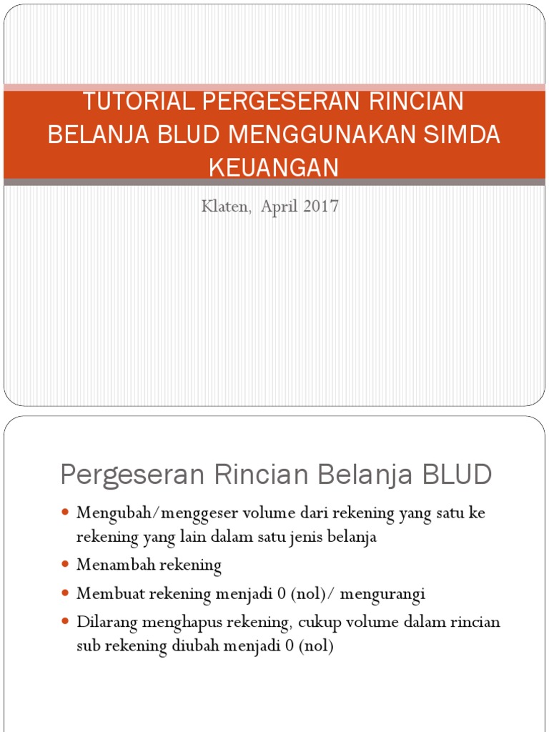 Tutorial Pergeseran Rincian Belanja Blud Menggunakan Simda Keuangan | PDF