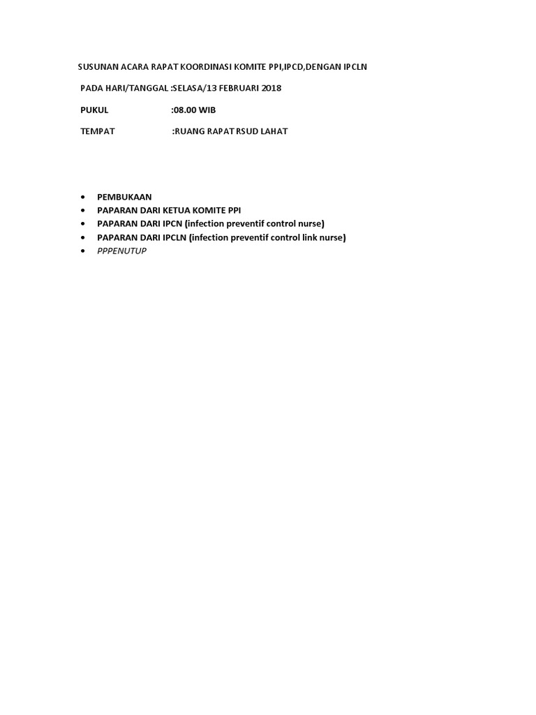 Susunan Acara Rapat Koordinasi Komite Ppi Pdf