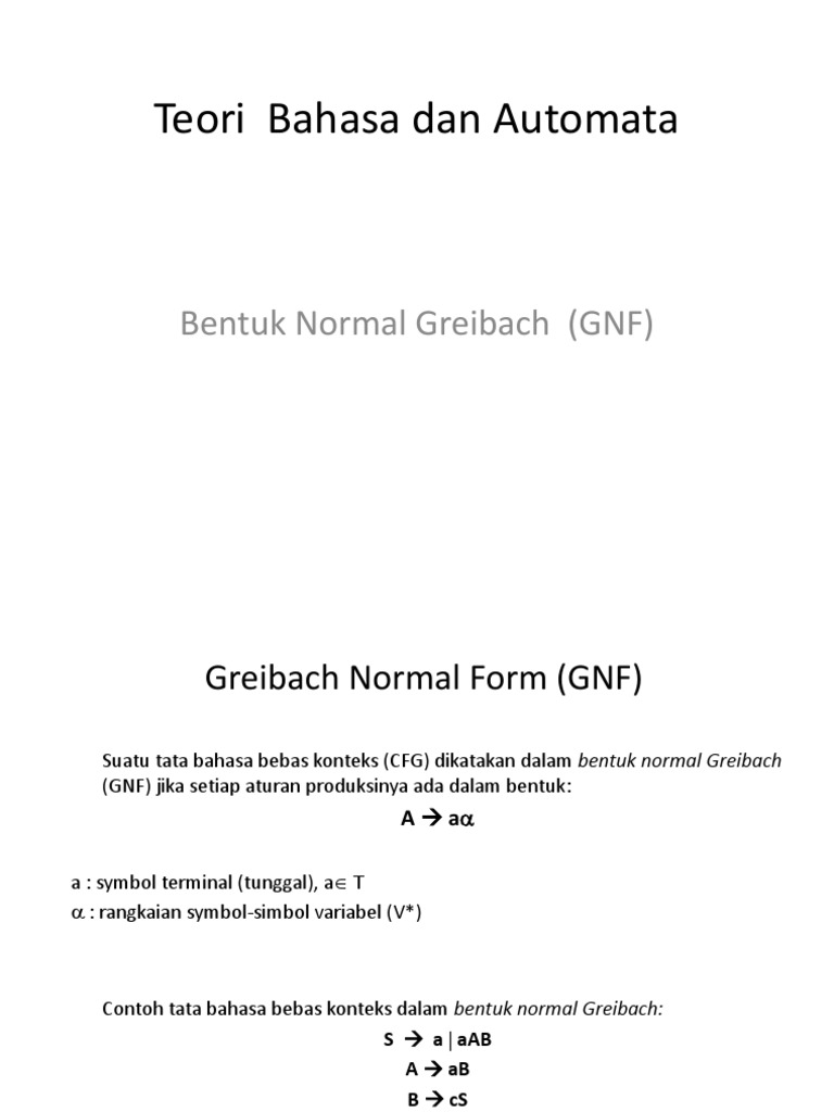 Bentuk Normal Greibach | PDF