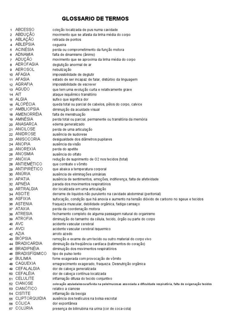 GLOSSARIO_DE_TERMOS | Sangue | Dor | Free 30-day Trial | Scribd