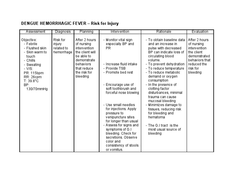 Dhf Ncp 2 Pdf Bleeding Fever