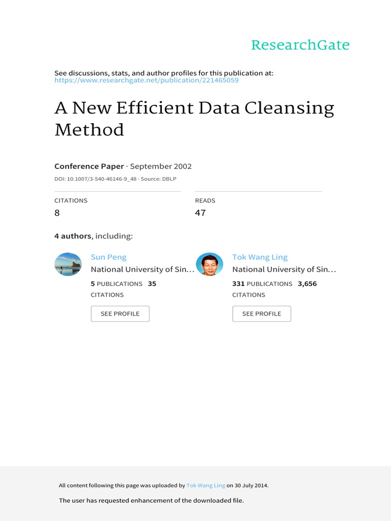 A New Efficient Data Cleansing Method | PDF | Cluster Analysis | Databases