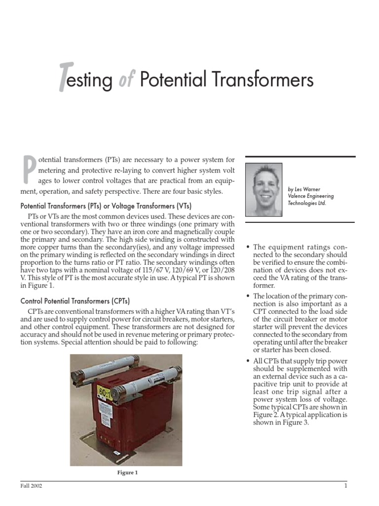 Testing of Potential Transformers PDF | PDF | Transformer | Fuse ...
