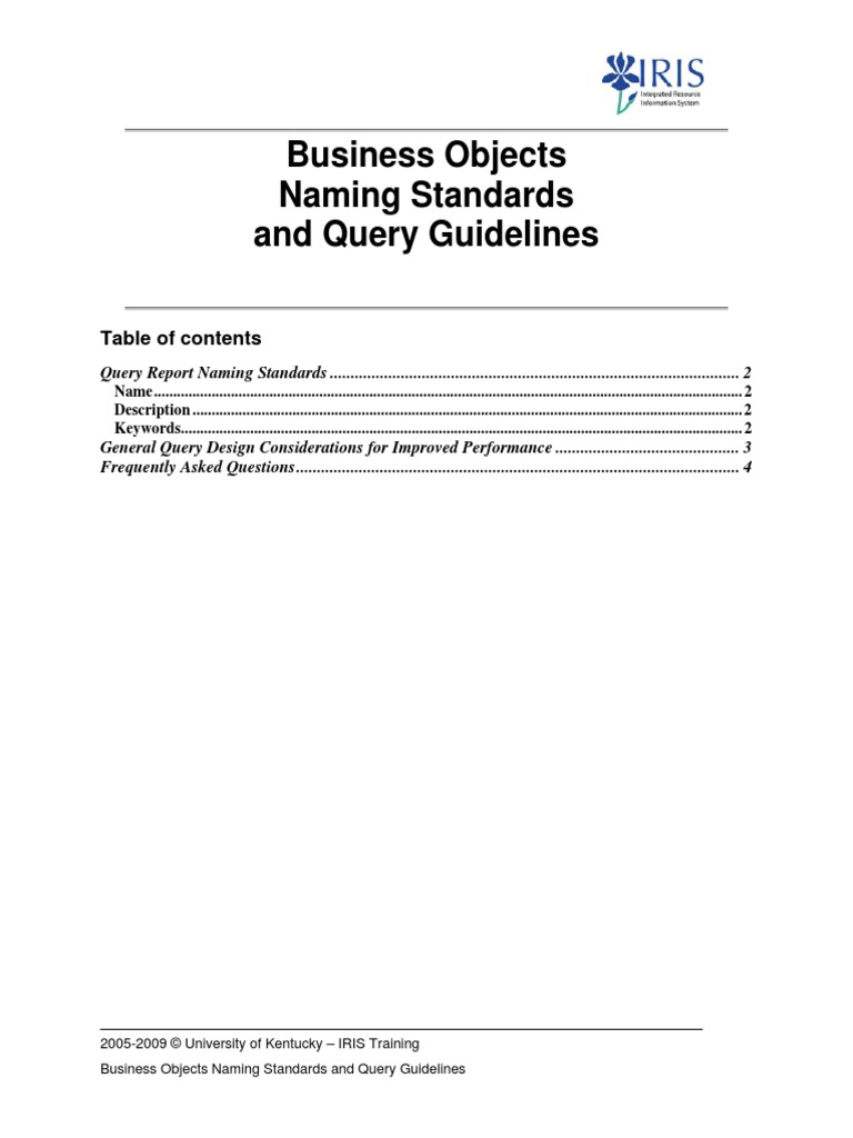Business Objects Naming Standards Guide | PDF | Information Retrieval ...