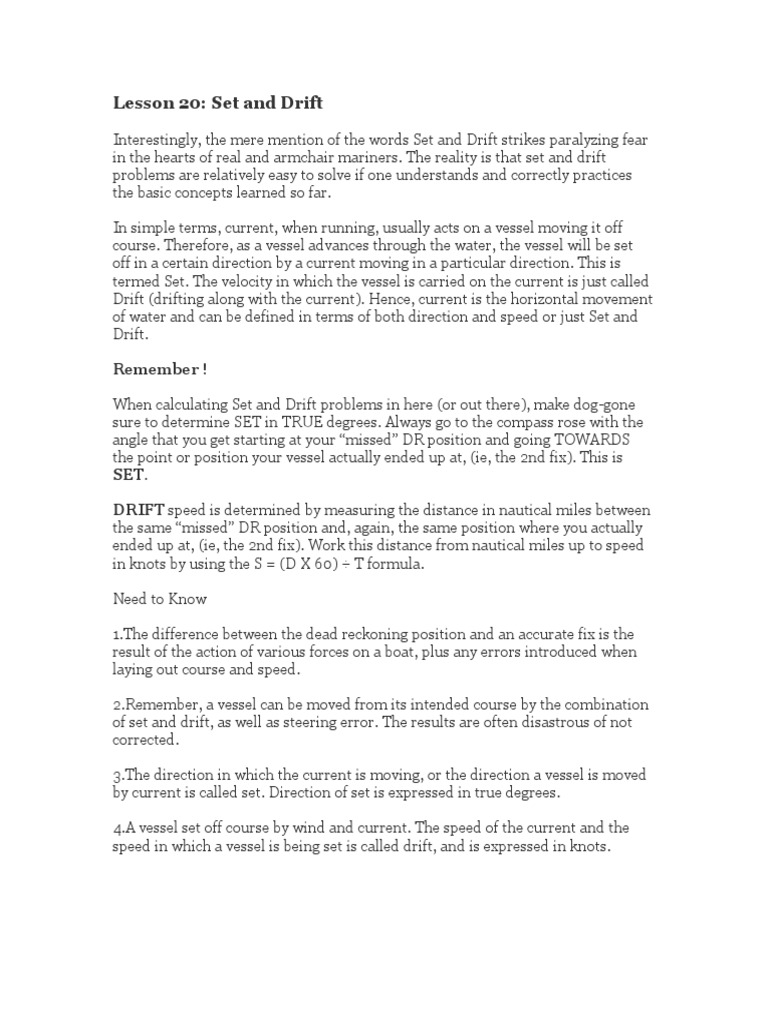 Set and Drift | PDF | Water Transport | Navigation