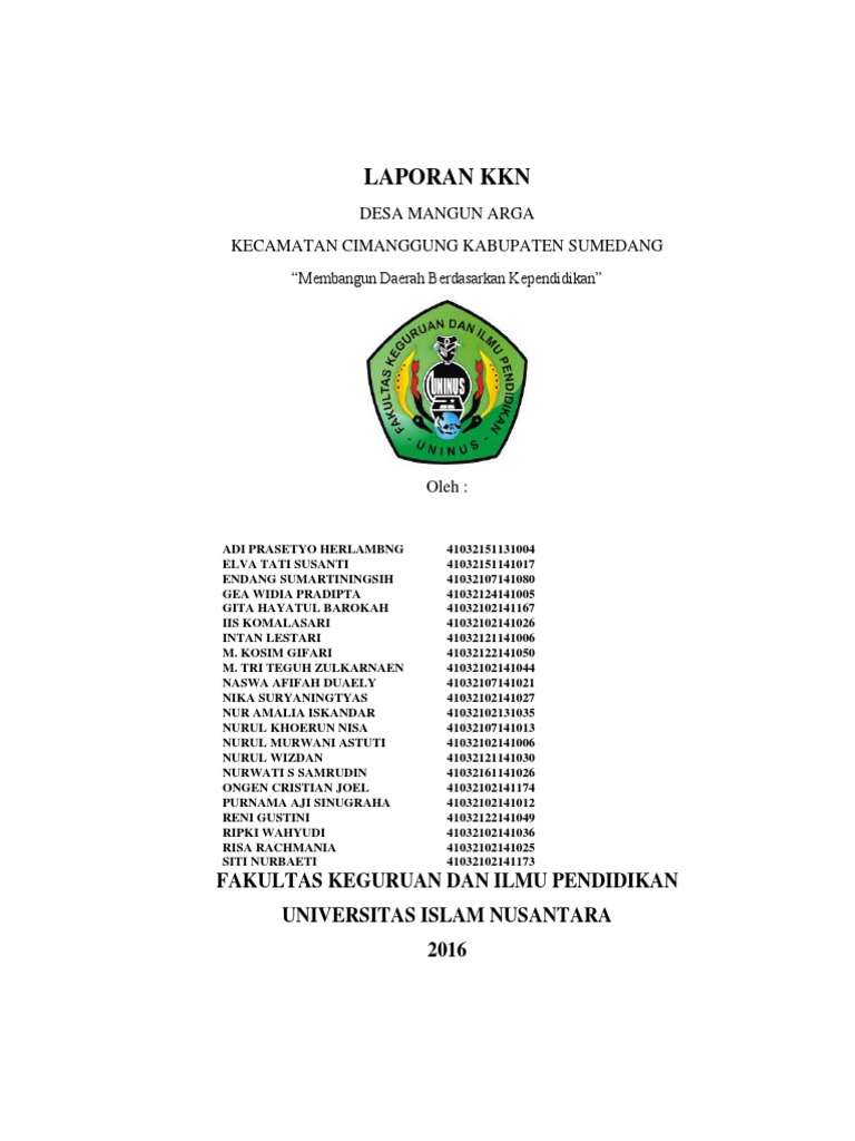 Laporan KKN Kelompok | PDF