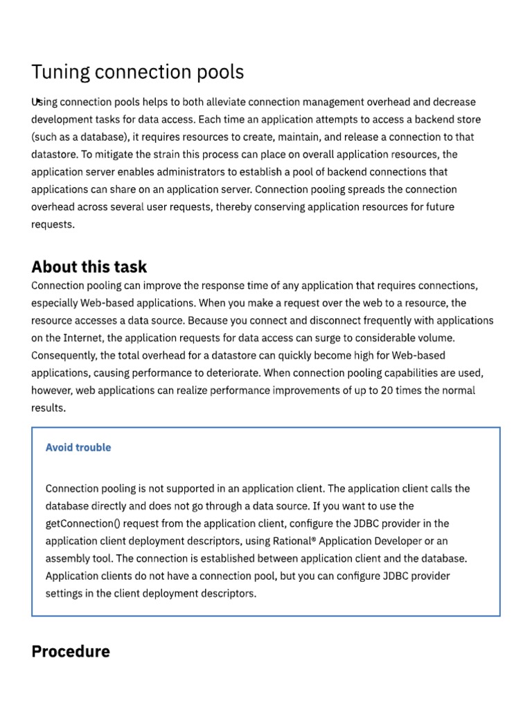 Tuning Connection Pools | PDF
