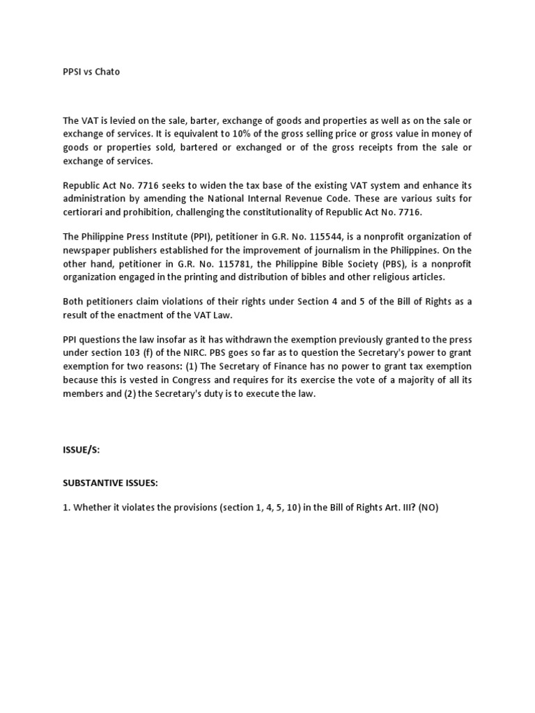 PPSI Vs Chato | PDF | Value Added Tax | Taxes