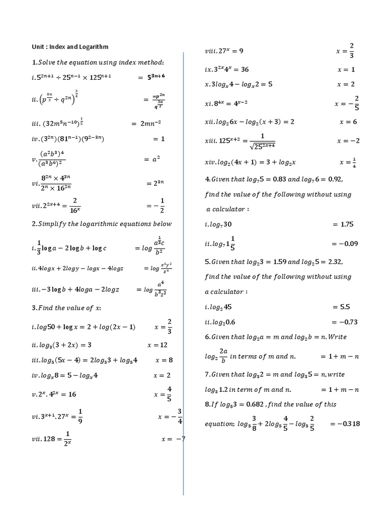 Assignment Tutorila LogIndex | PDF | Logarithm | Lie Groups