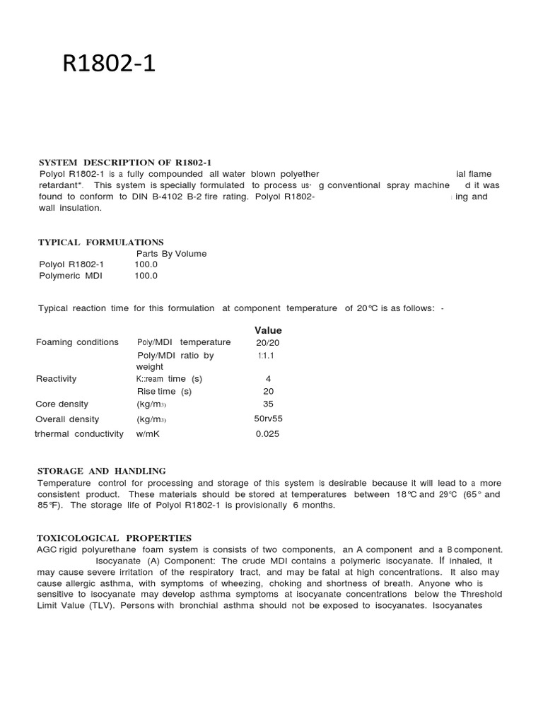 System Description of R1802-1: Value | PDF | Chemistry | Chemicals