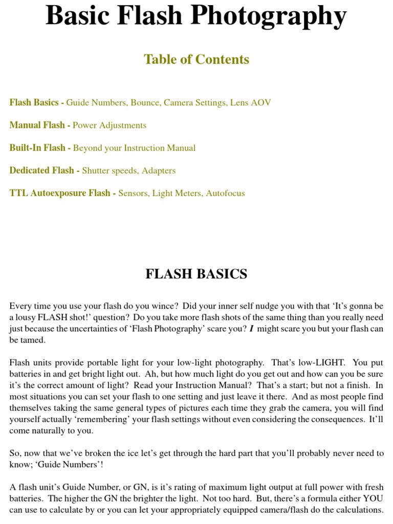 Basic Flash Photography - How To | PDF | Flash (Photography) | Camera