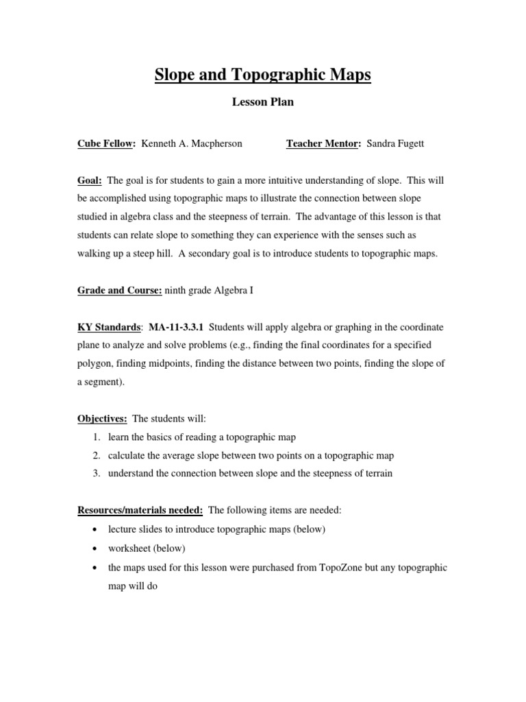 Understanding Slope via Topographic Maps | PDF | Contour Line | Topography