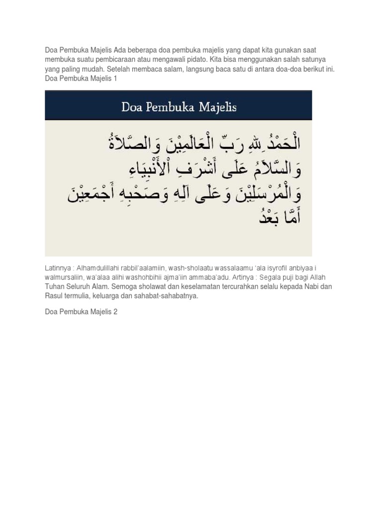 Doa Pembuka Majelis | PDF