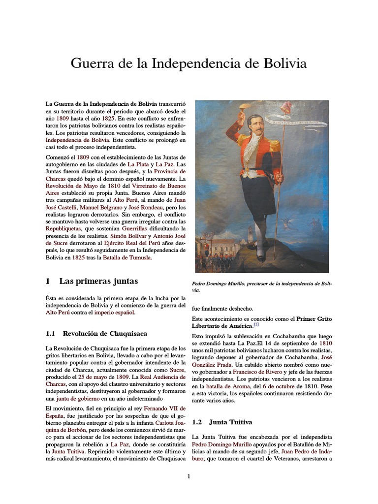 Guerra de La Independencia de Bolivia | PDF | Colonización española de ...